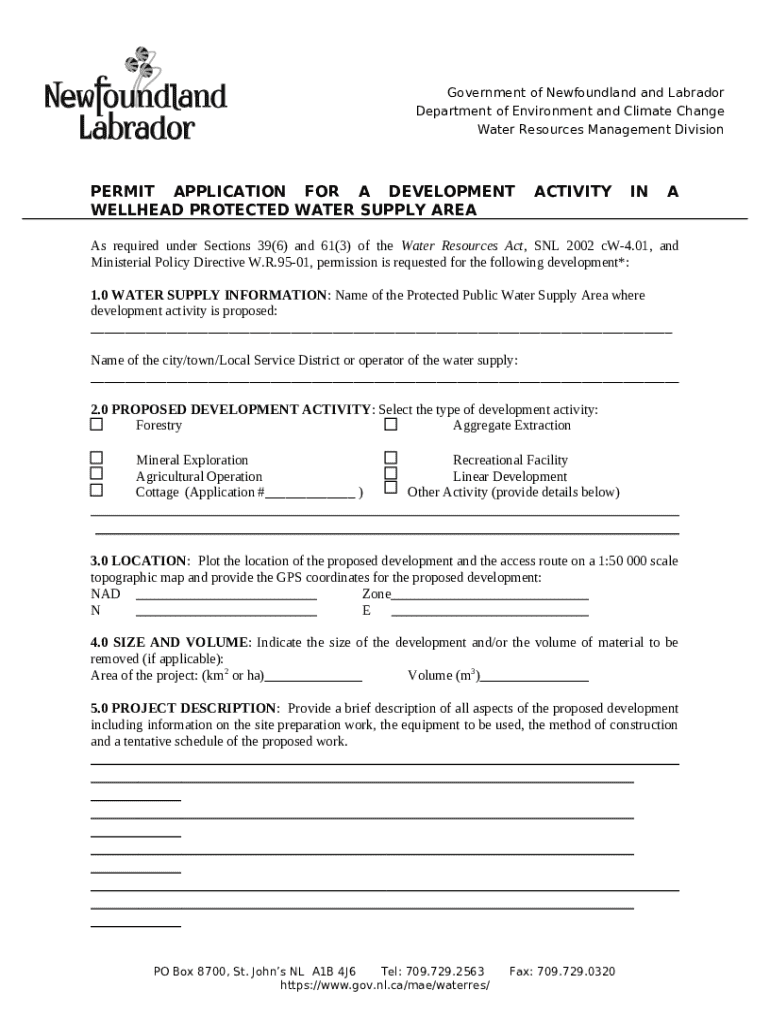 Section 61Permit for Development Activity in a Wellhead ... Doc ...