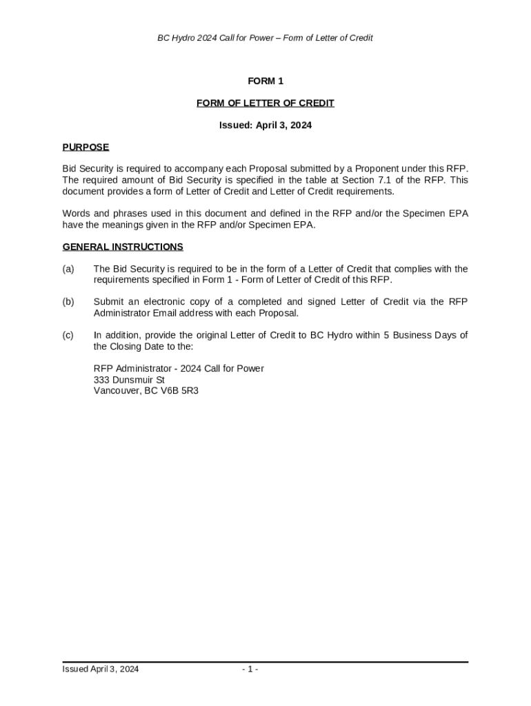 1 - of Letter of Credit Doc Template | pdfFiller