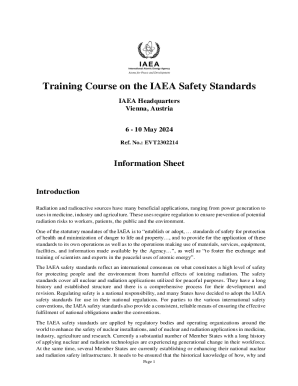 Fillable Online International Training Course on the IAEA Safety Standards Fax Email Print ...
