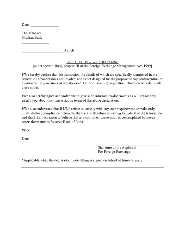 Fillable Online The Declaration-Cum-Undertaking Under Sec 10 ... Fax ...