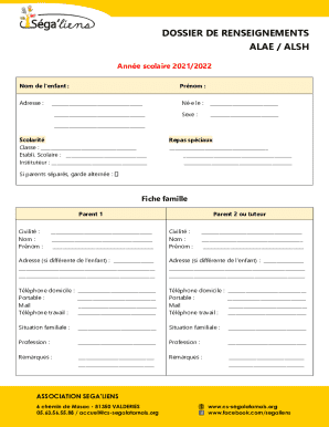 Remplissable En Ligne DOSSIER FAMILLE - INSCRIPTIONS SCOLAIRES / ... Fax Email Imprimer - pdfFiller