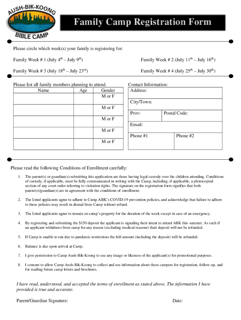 Fillable Online Fillable Online Register Online for Family Camp Fax ...