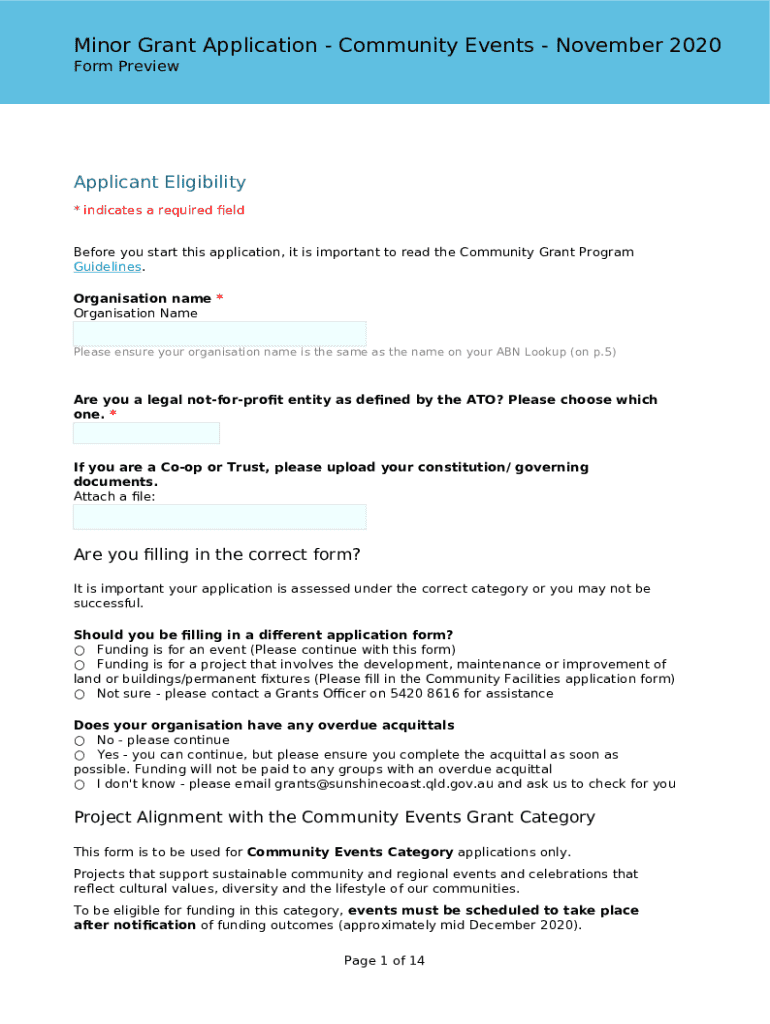 Fillable Online Thriving Communities Special Event Grant Application ...