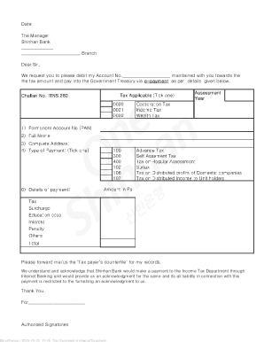 Fillable Online Request for TDS payment - Challan ITNS 280 (PAN related ...