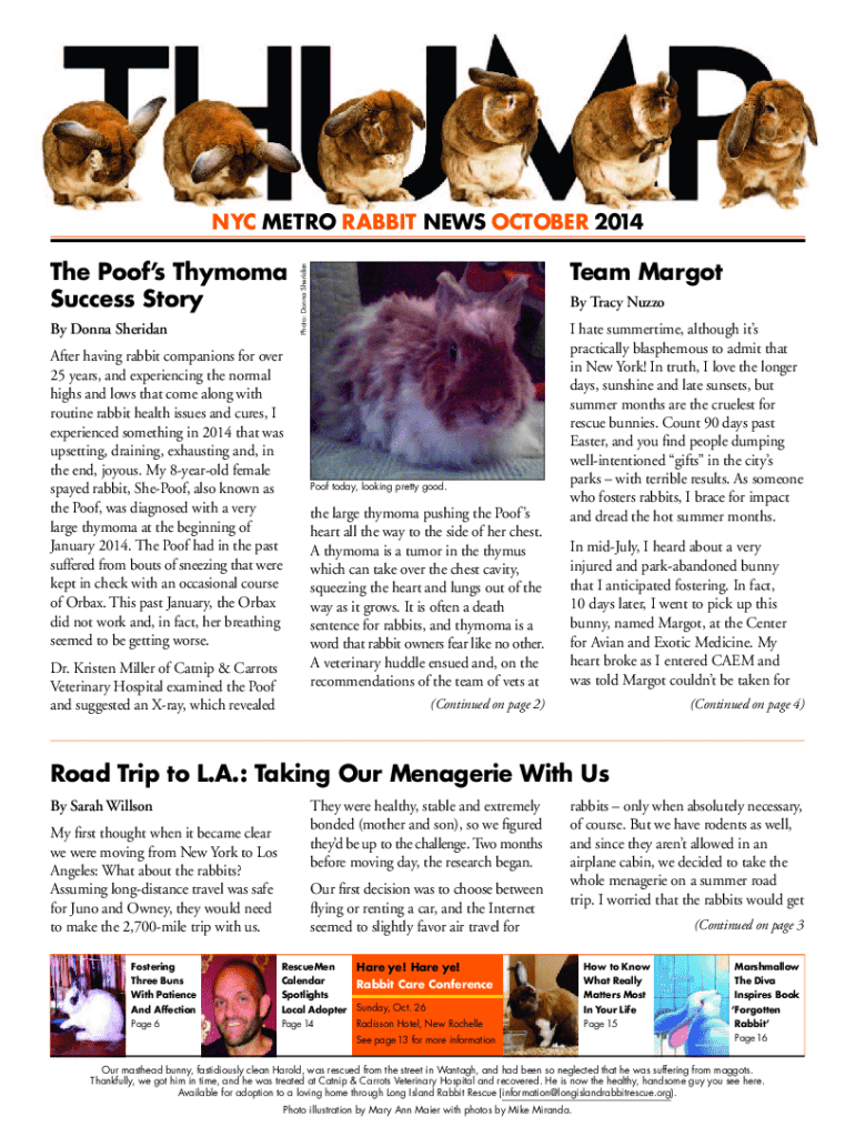 Fillable Online Fillable Online rabbitcare October - Rabbit Rescue ...