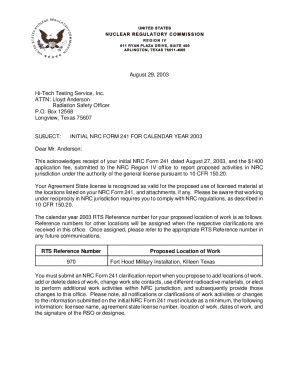 Fillable Online Informing of revision to NRC form 241 which was ...