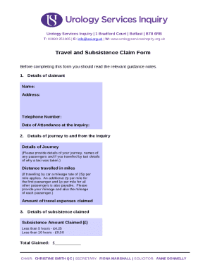 USI Travel and Subsistence Claim . Travel and Subsistence Doc Template ...