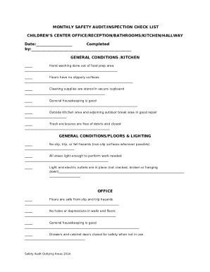 Children's Center Monthly Safety Audit/Inspection Check List - as sdsu ...