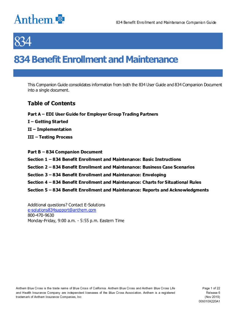 Fillable Online Guardian Electronic User Guide 834 Enrollment and ...
