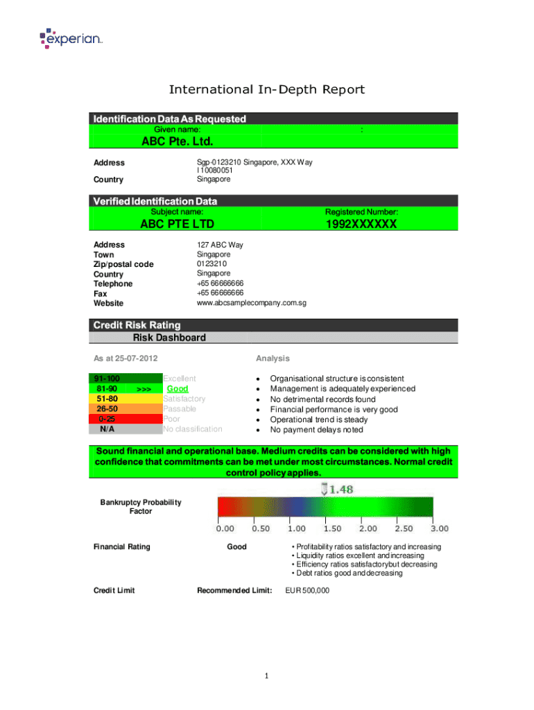Fillable Online Experian E-Series Business - Limited Report Samples Fax ...