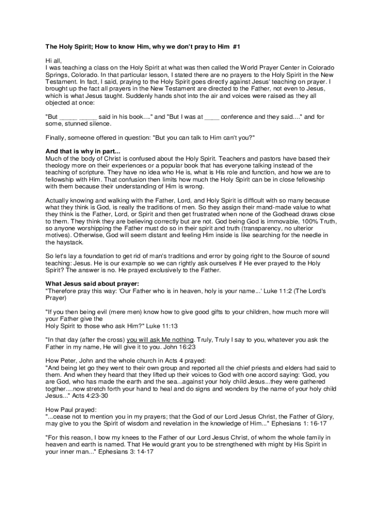 Fillable Online How Does The Holy Spirit Teach Us All Things Fax Email