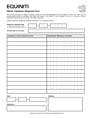 Fillable Online Share Valuation Request form Fax Email Print - pdfFiller