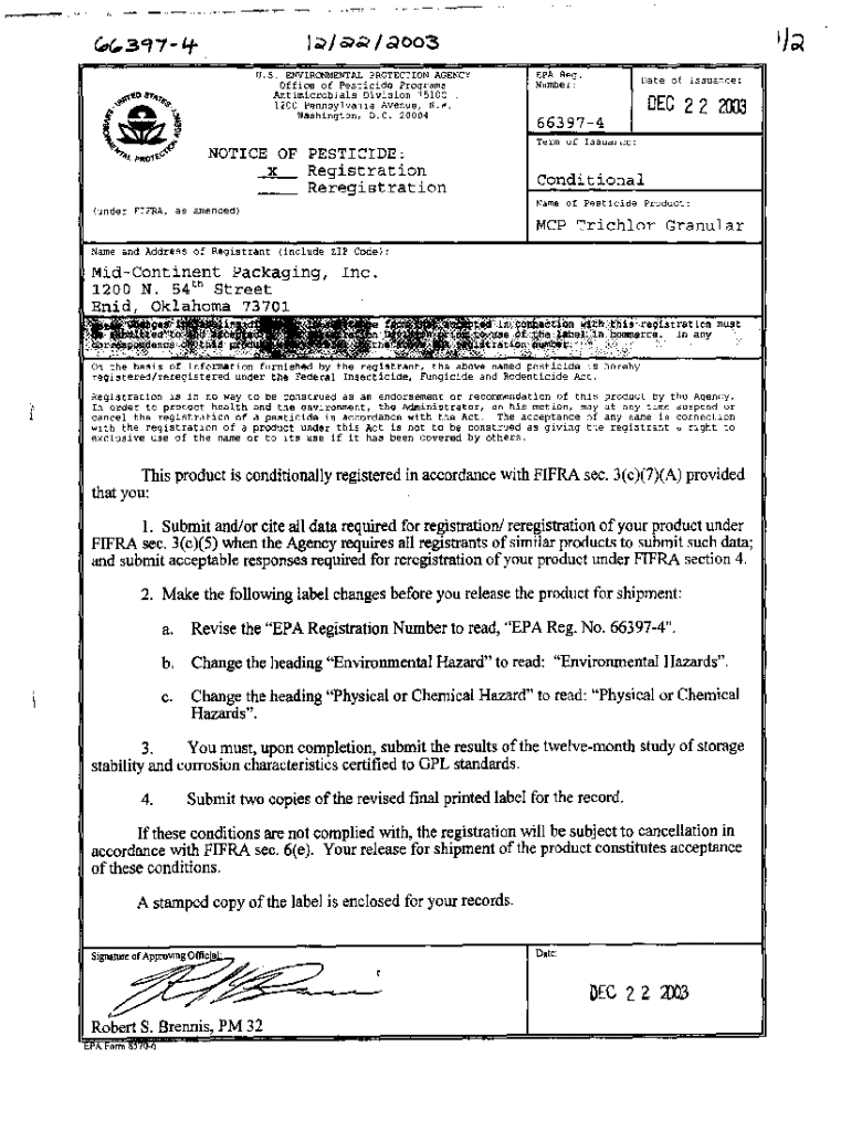 Fillable Online U.S. EPA, Pesticide Product Label, MCP TRICHLOR ...