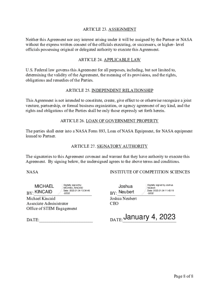 Fillable Online NASA agreement yields lab equipment, research and ...