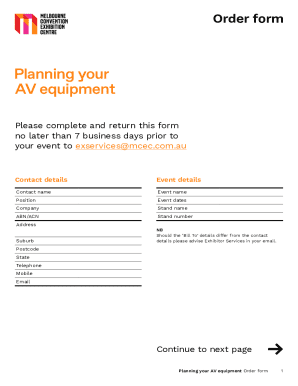 Fillable Online AUDIO VISUAL & EQUIPMENT ORDER FORM Fax Email Print ...