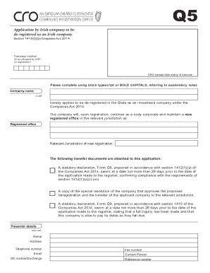 Fillable Online Q5 - Application to be de-registered as an Irish ...