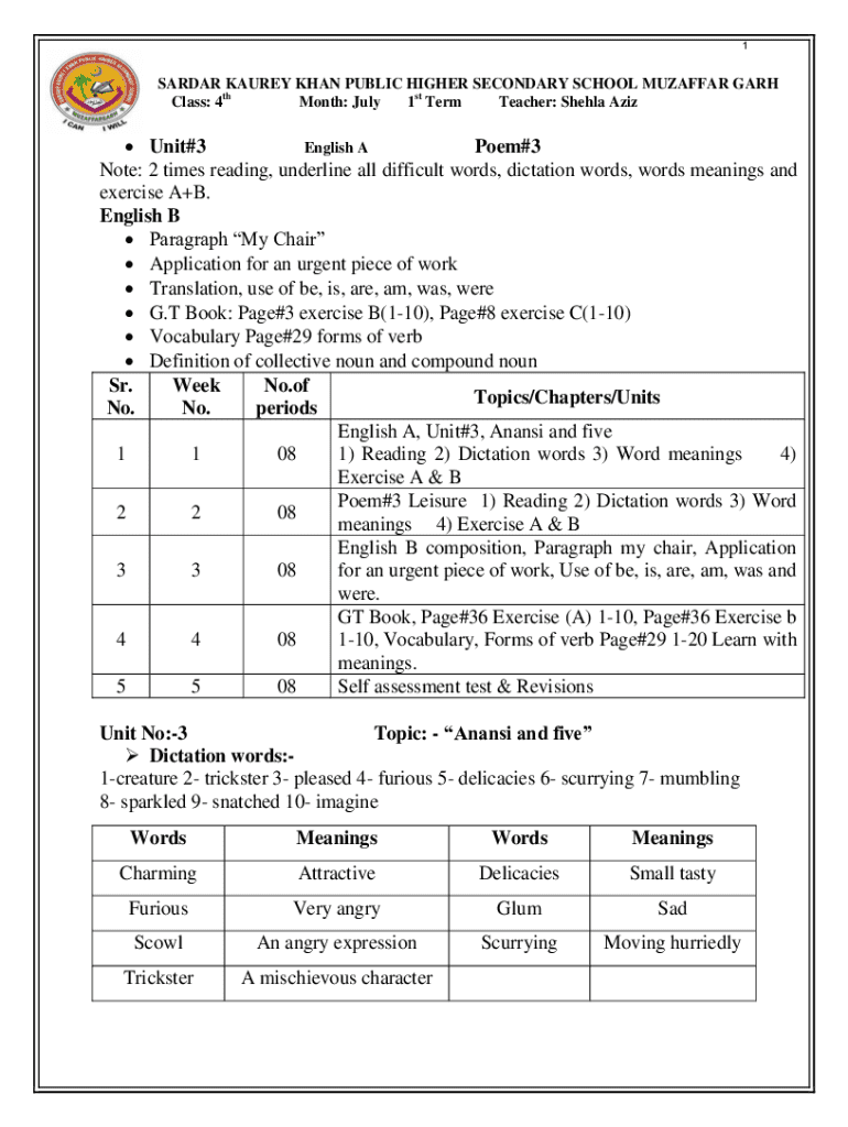 Fillable Online Poem#3 Note: 2 times reading, underline all difficult ...