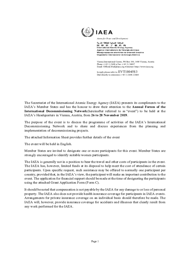 Fillable Online The Secretariat of the International Atomic Energy Agency (IAEA) ... Fax Email ...