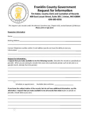 Fillable Online Franklin County Government Request for Information Fax ...