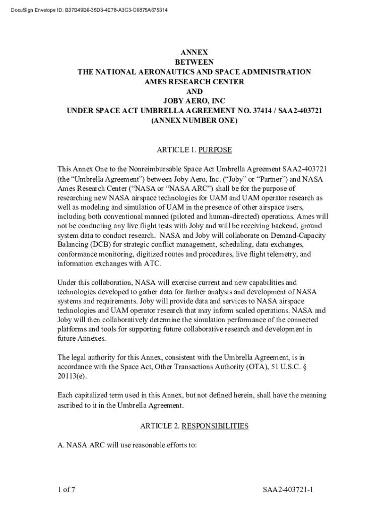 Fillable Online 1 of 7 SAA2-403721-1 ANNEX BETWEEN THE NATIONAL ... Fax ...
