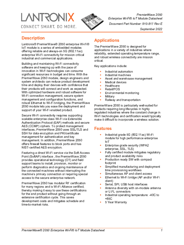 Fillable Online xPico Wi-Fi SMT Data Sheet Fax Email Print - pdfFiller
