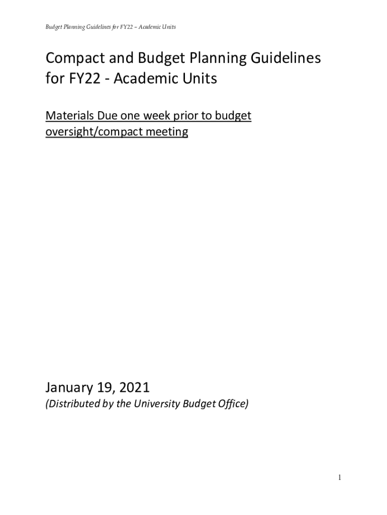 Fillable Online Compact and Budget Planning Guidelines for FY22 Fax ...
