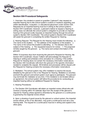 Fillable Online Section 504 Procedural Safeguards - Worth County ...