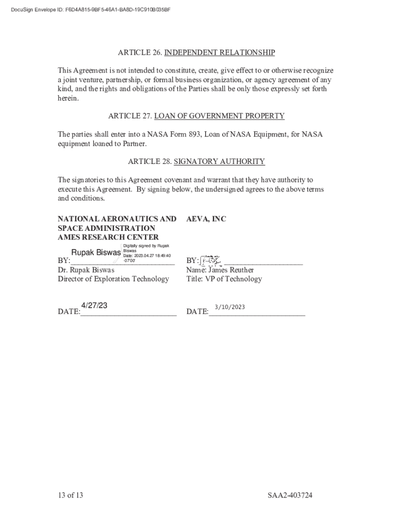 Fillable Online NASA Space Act Agreement expands NDE capabilities in ...