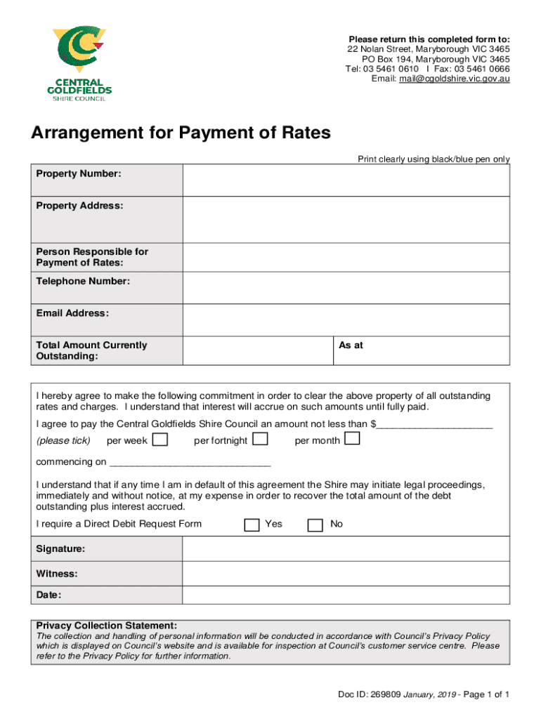 Fillable Online Arrangement for Payment of Rates Fax Email Print ...
