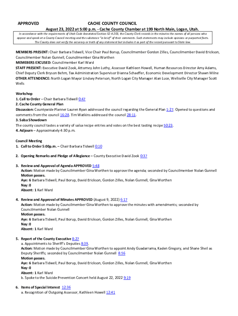 Fillable Online MEMBERS PRESENT: Chair Barbara Tidwell, Vice Chair Paul ...