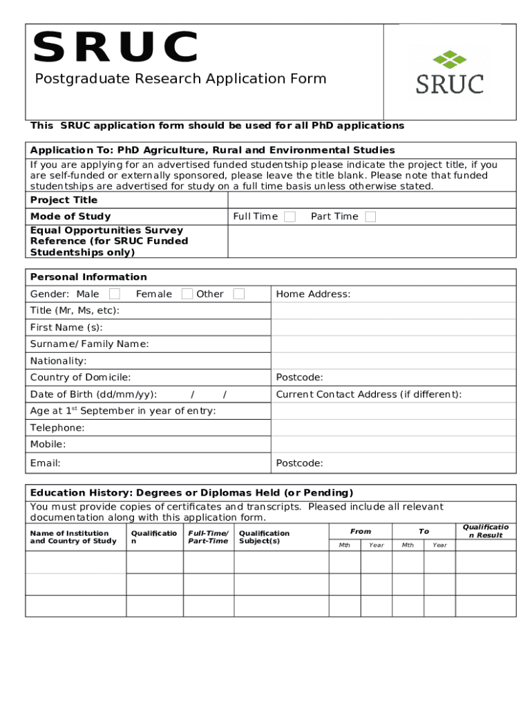 SRUC Application Doc Template | pdfFiller