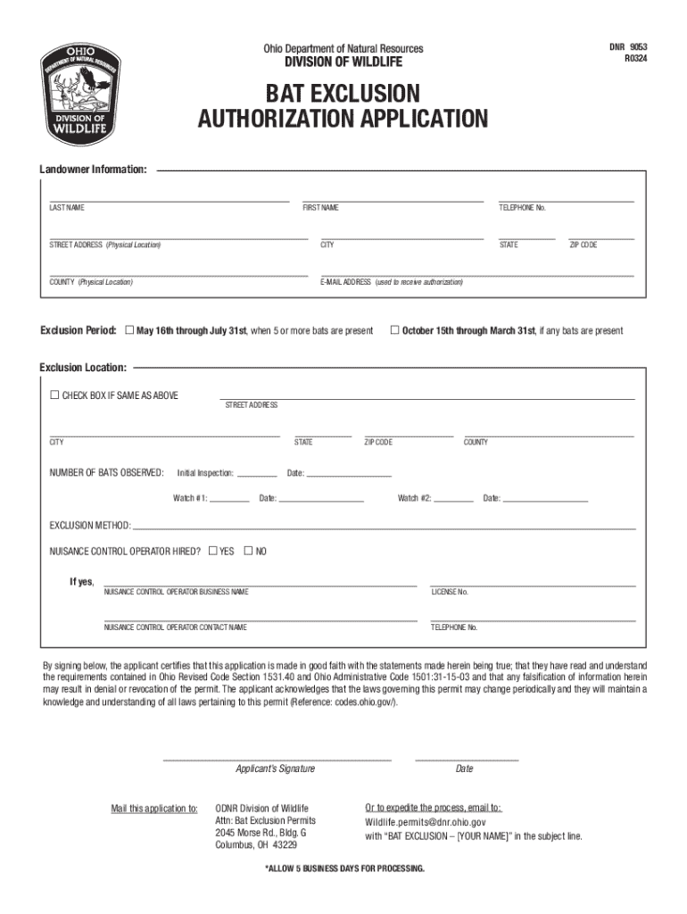 Fillable Online BAT EXCLUSION AUTHORIZATION APPLICATION Fax Email Print ...