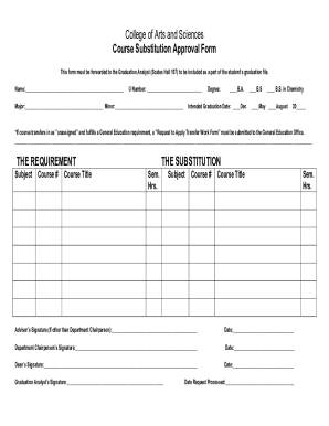 Fillable Online College of Arts and Sciences Course Substitution Approval Form Fax Email Print ...