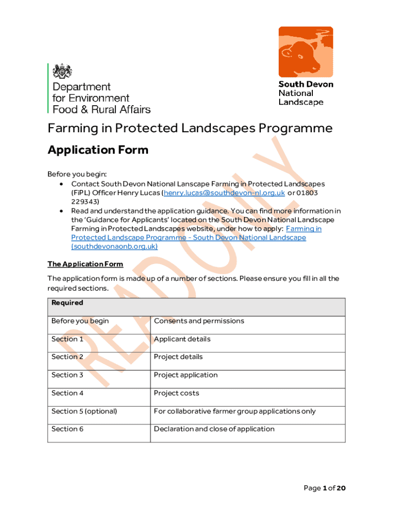 Fillable Online Farming in Protected Landscapes projects Fax Email ...