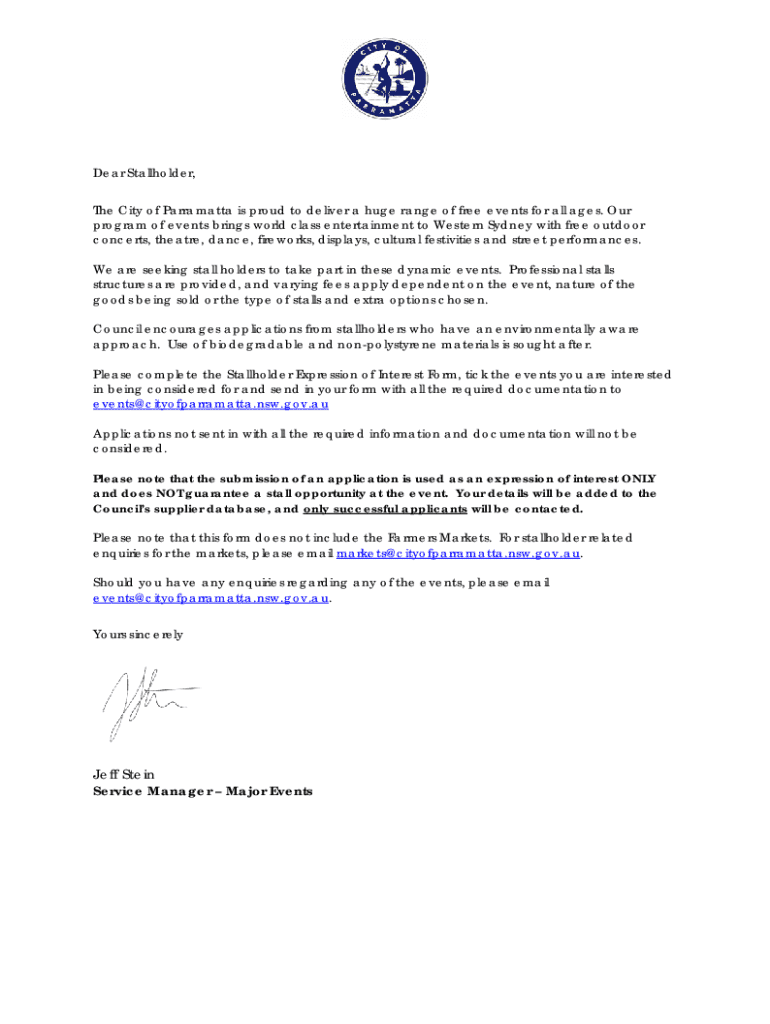 Fillable Online Dear Stallholder, Doc Template Fax Email Print - pdfFiller