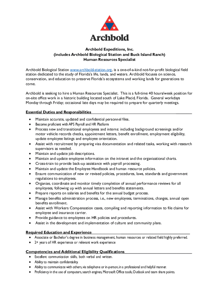 Fillable Online Archbold Biological Station and Buck Island Ranch Fax ...