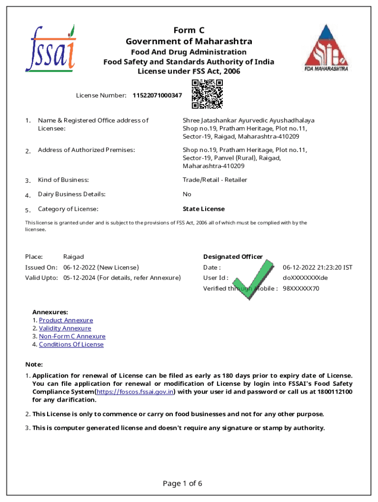 Fillable Online FORM 'C' - License Format (See Regulation 2.1.4 (6 ...