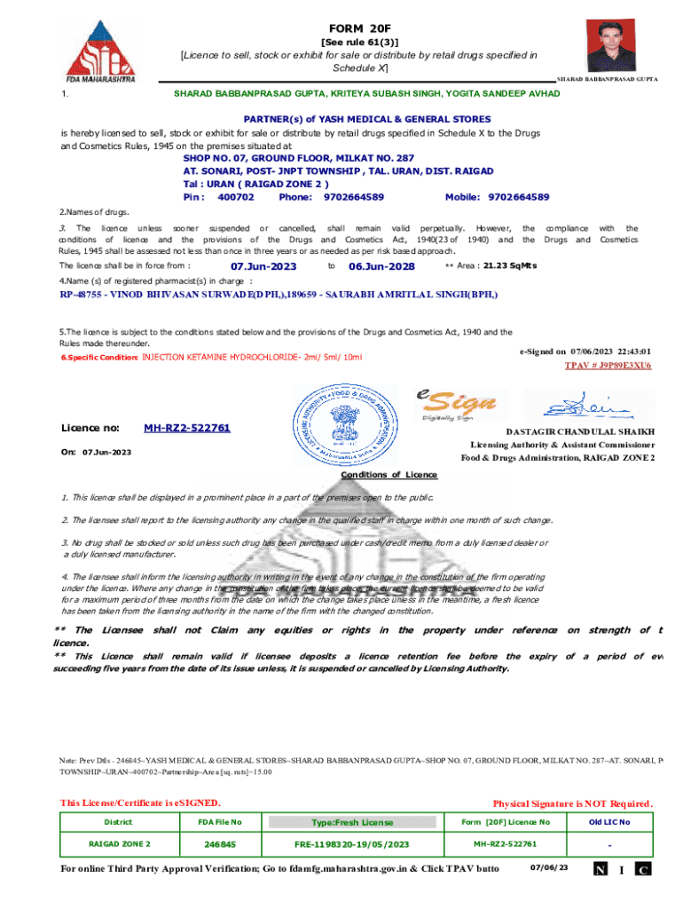 Fillable Online FORM 20-G See Rule 61 (3) Fax Email Print - pdfFiller