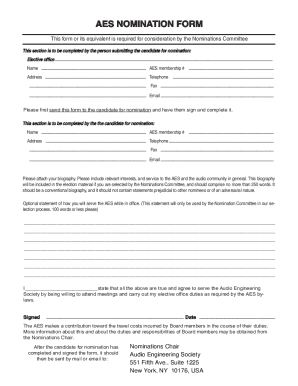Fillable Online Candidate nomination form and confirmation of agreement ... Fax Email Print ...