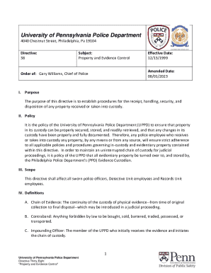 Fillable Online University of Pennsylvania Police Department Directive ...