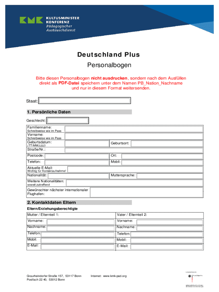 Ausfüllbar Online Deutschland Plus Personalbogen - Deutsche Botschaft ...