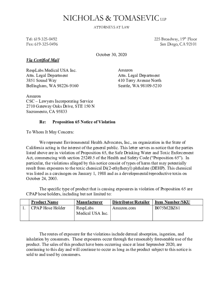 Fillable Online oag ca RespLabs Medical USA Inc Fax Email Print - pdfFiller