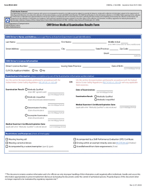 Fillable Online FMCSA Form MCSA-5850. CMV Driver Medical Examination ...