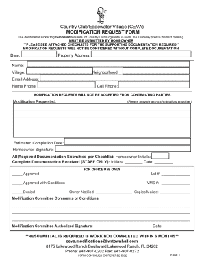 Fillable Online CEVA Modification Request Form ADA Fax Email Print ...