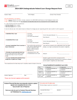 Fillable Online 2023-2024 Undergraduate Federal Loan Change Request Form Fax Email Print - pdfFiller
