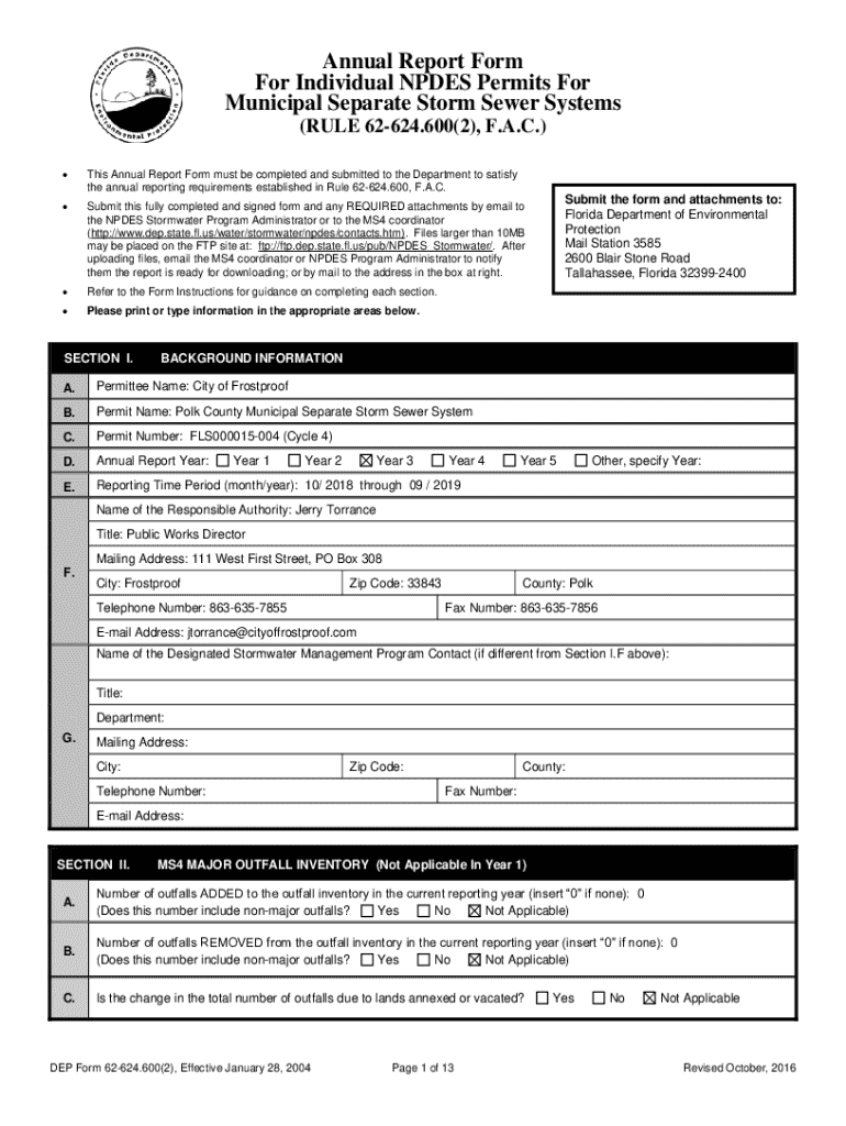 Fillable Online polk wateratlas usf ANNUAL REPORT FORM FOR INDIVIDUAL ...