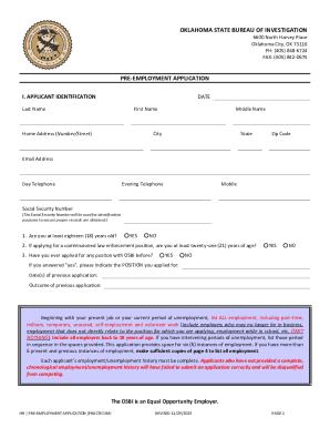 Fillable Online Criminal History/OSBI Background Check Request Form Fax ...