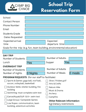 Fillable Online School Trip Reservation Form Fax Email Print - pdfFiller