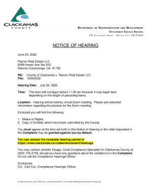 Fillable Online Notice of a Public Hearing on a Land Use Proposal in ...