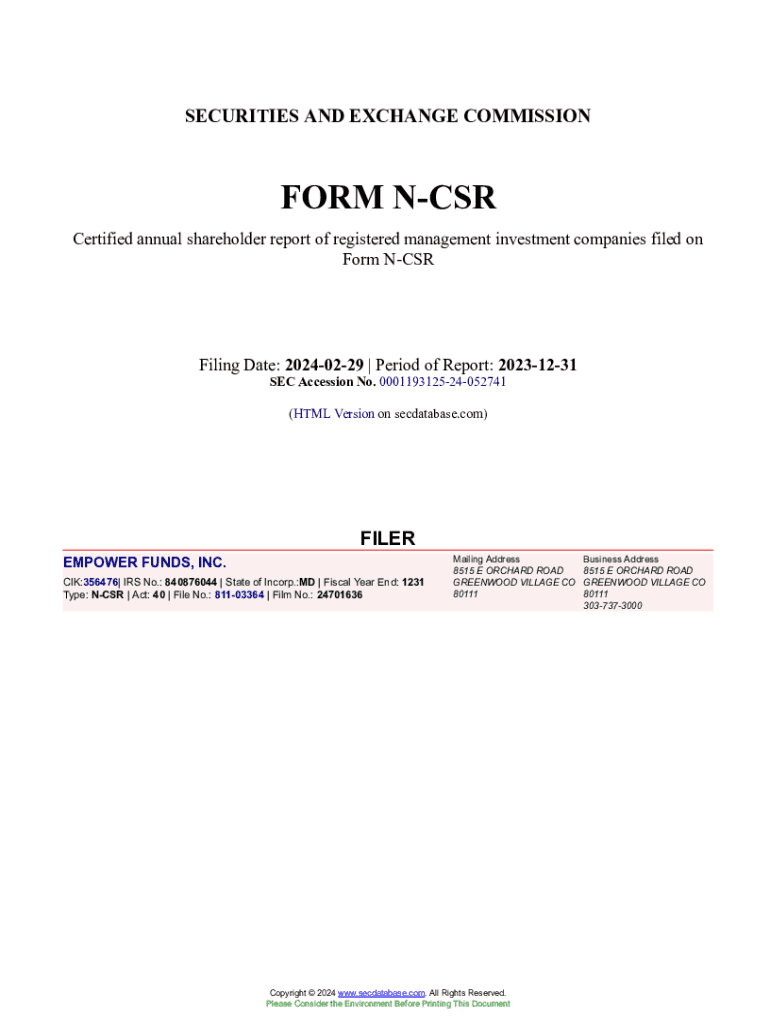 Fillable Online EMPOWER FUNDS, INC. Form N-CSR Filed 2024-02-29 ...